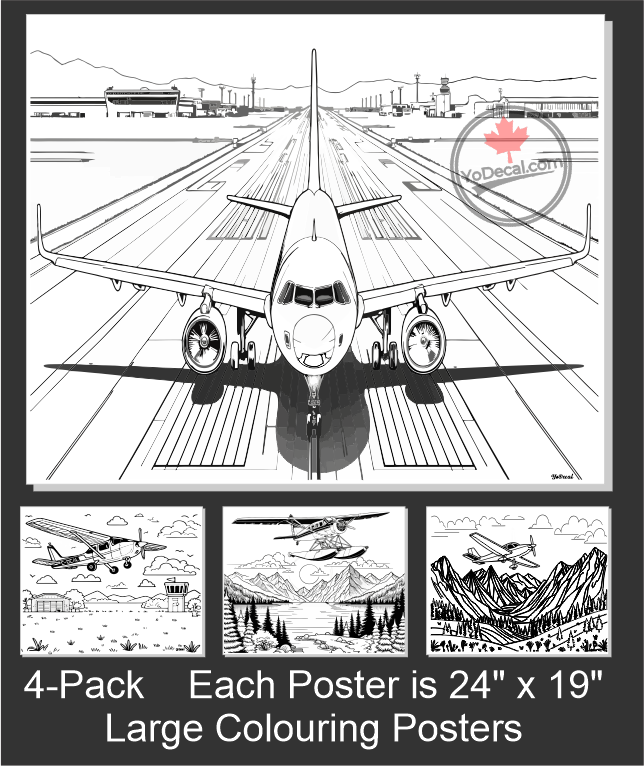 'Aviation 4-Pack Large Colouring Posters No.1' – YoDecal.com