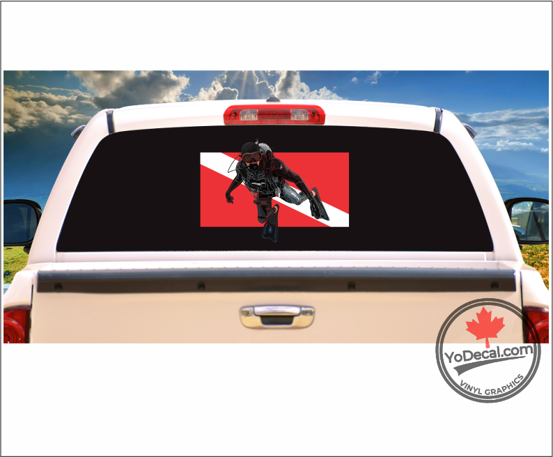 'Diver Down Scuba Flag & Diver' Premium Vinyl Decal / Sticker – YoDecal.com