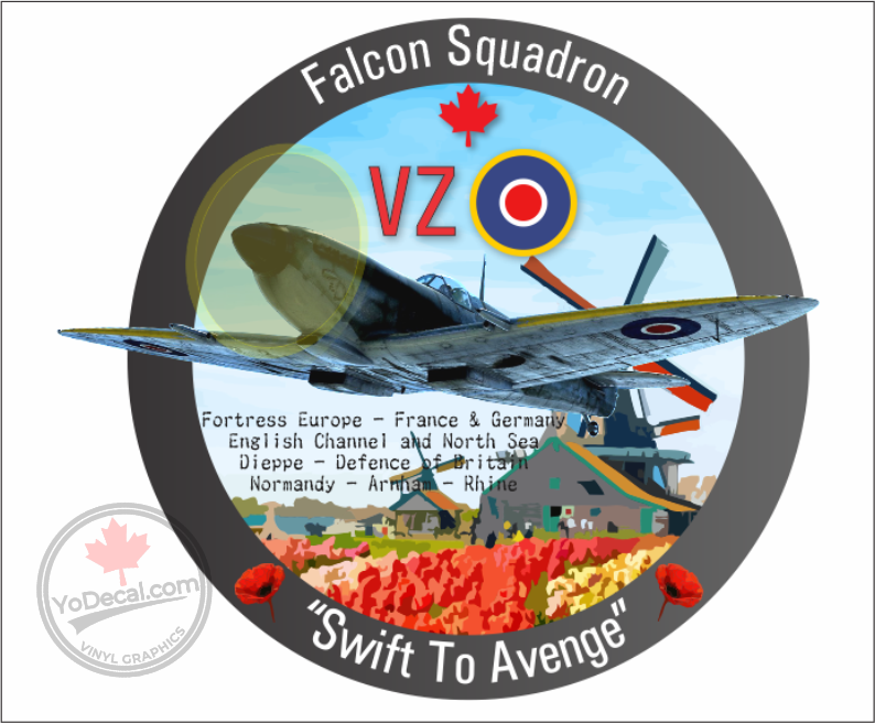 'RCAF 412 Falcon Sqn Swift To Avenge WWII VZ Roundel Spitfire' Premium ...