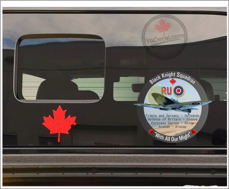 'RCAF 414 Black Knight Sqn WWII RU Roundel Spitfire' Premium Vinyl Dec ...