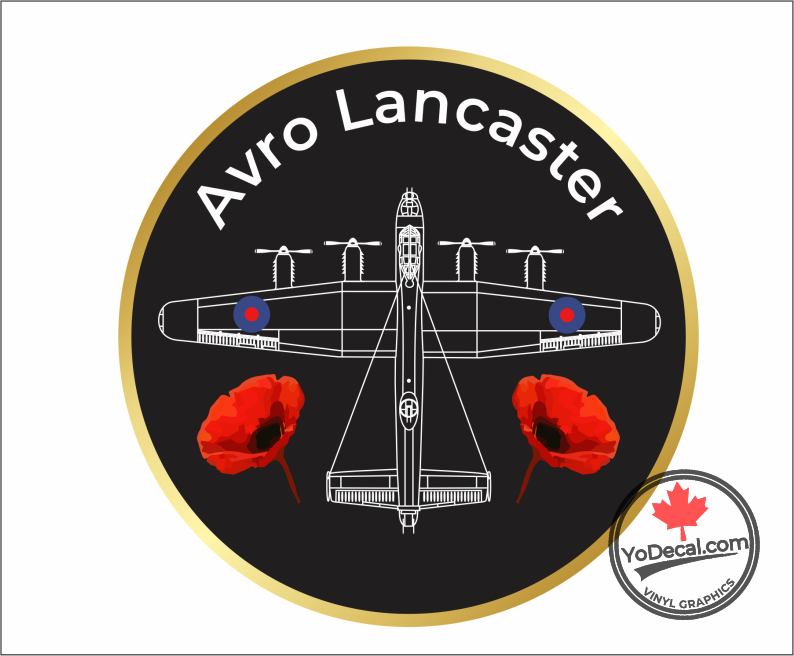 'Avro Lancaster Line Drawing With Poppies' Premium Vinyl Decal Sticker ...