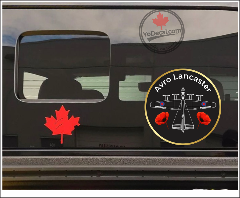'Avro Lancaster Line Drawing With Poppies' Premium Vinyl Decal Sticker ...