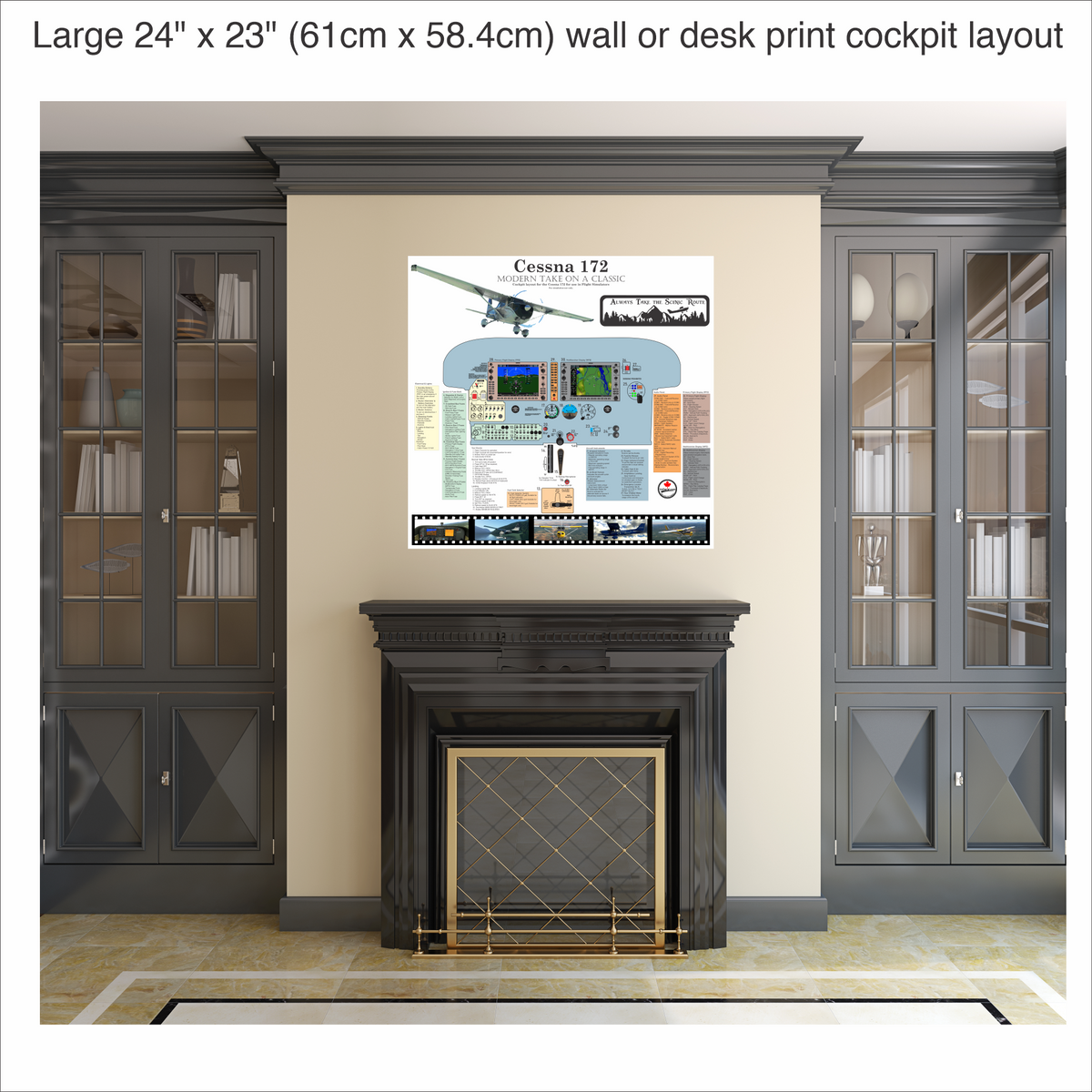 'Cessna 172 - Modern Take on a Classic - Cockpit Layout' Print ...