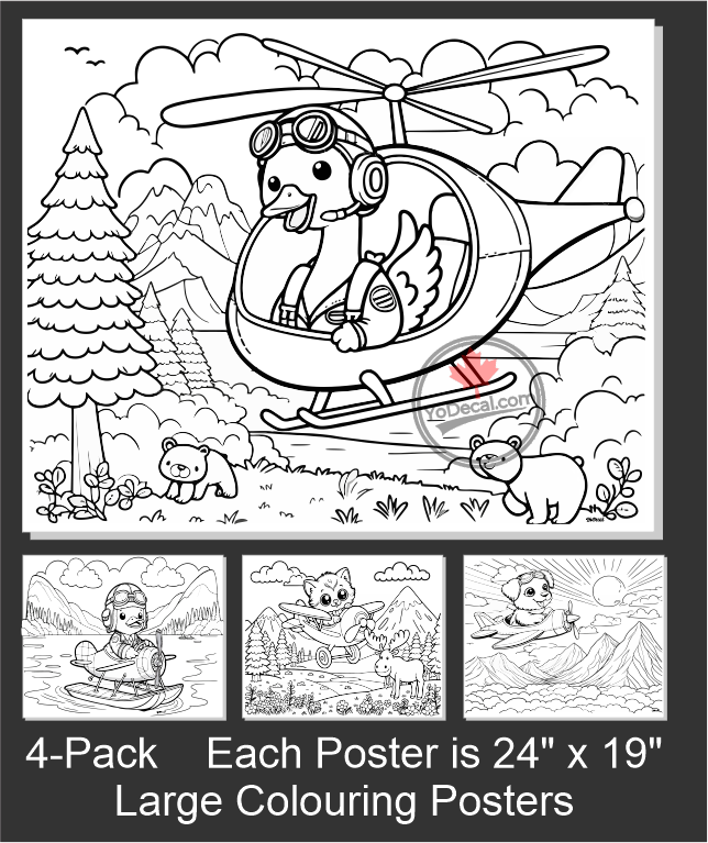 'Children's 4-Pack Large Colouring Posters No.1' Premium Wall Art ...