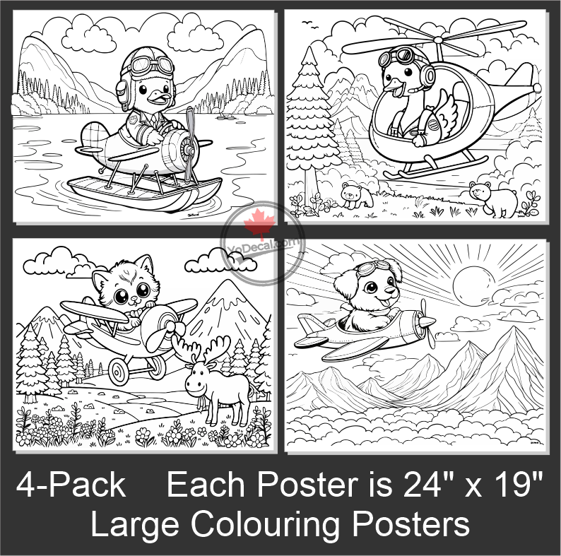 'Children's 4-Pack Large Colouring Posters No.1' Premium Wall Art ...