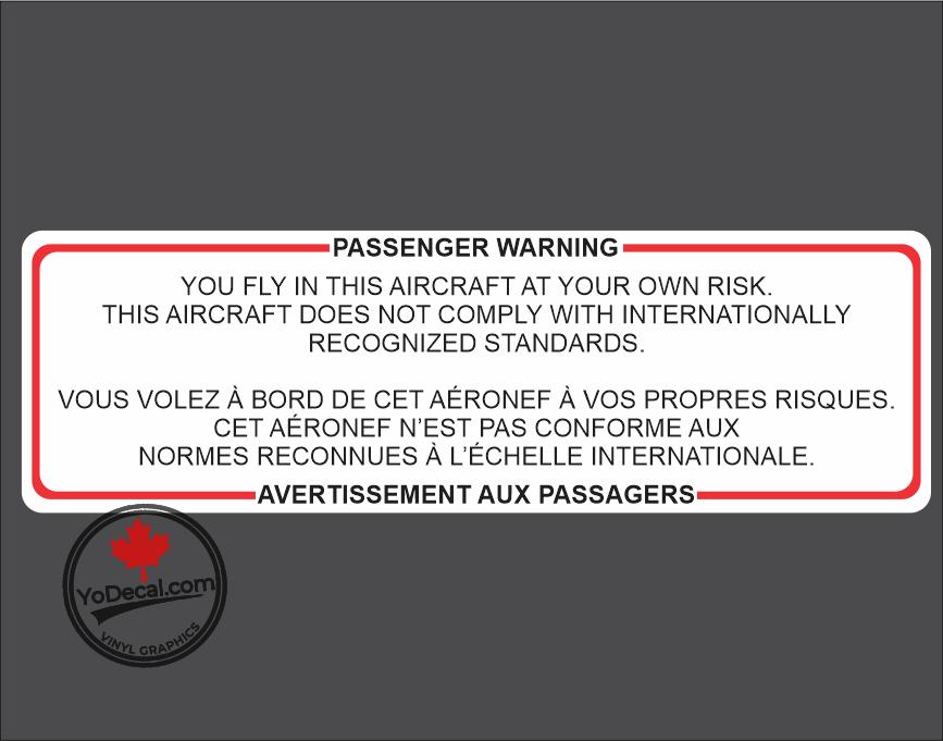 Passenger Warning Advertissement Aux Passagers for experimental ...
