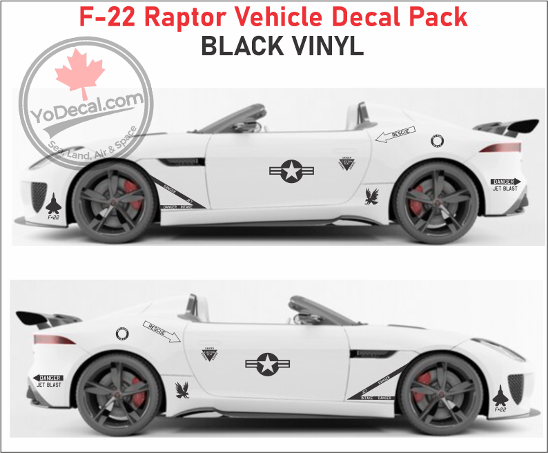 'F-22 Raptor USAF Vehicle Decal Pack' Premium Vinyl Decals – YoDecal.com