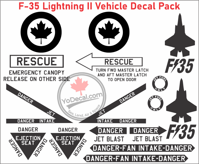 'F-35 Lightning RCAF Vehicle Decal Pack' Premium Vinyl Decals – YoDecal.com