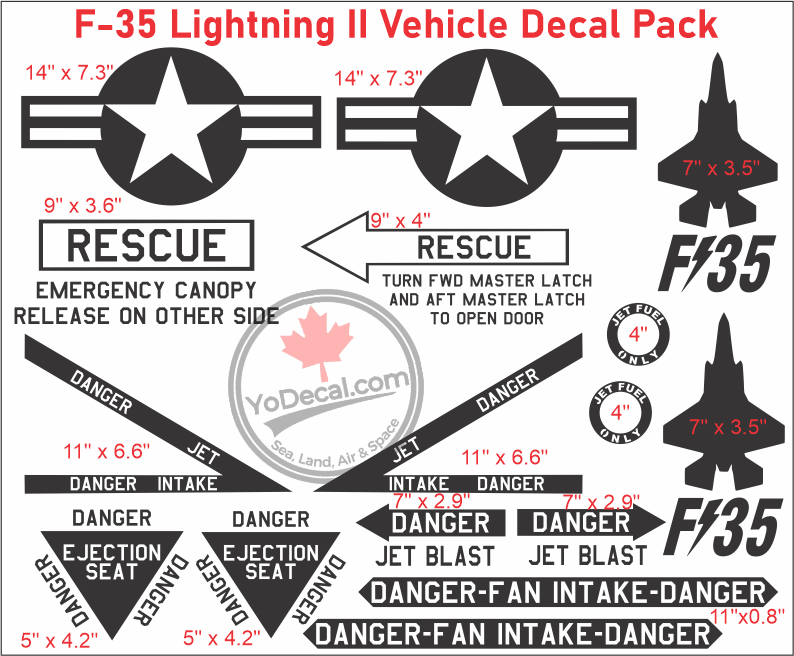 'F-35 Lightning USAF Vehicle Pack' Premium Vinyl Decal – YoDecal.com
