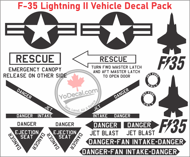 'F-35 Lightning USAF Vehicle Pack' Premium Vinyl Decal – YoDecal.com