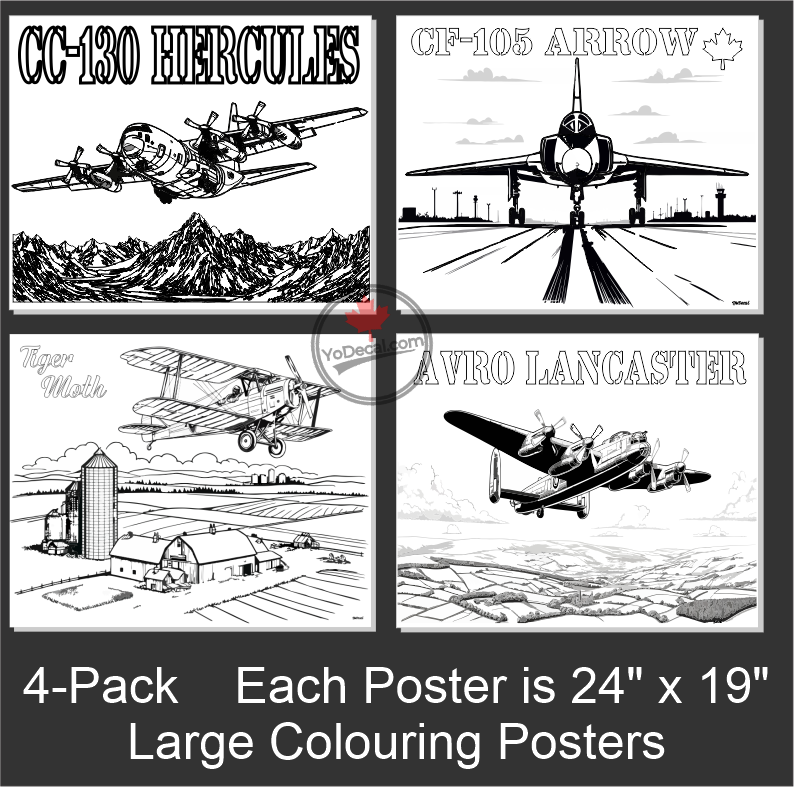 'Military Aviation 4-Pack Large Colouring Posters No.1' – YoDecal.com