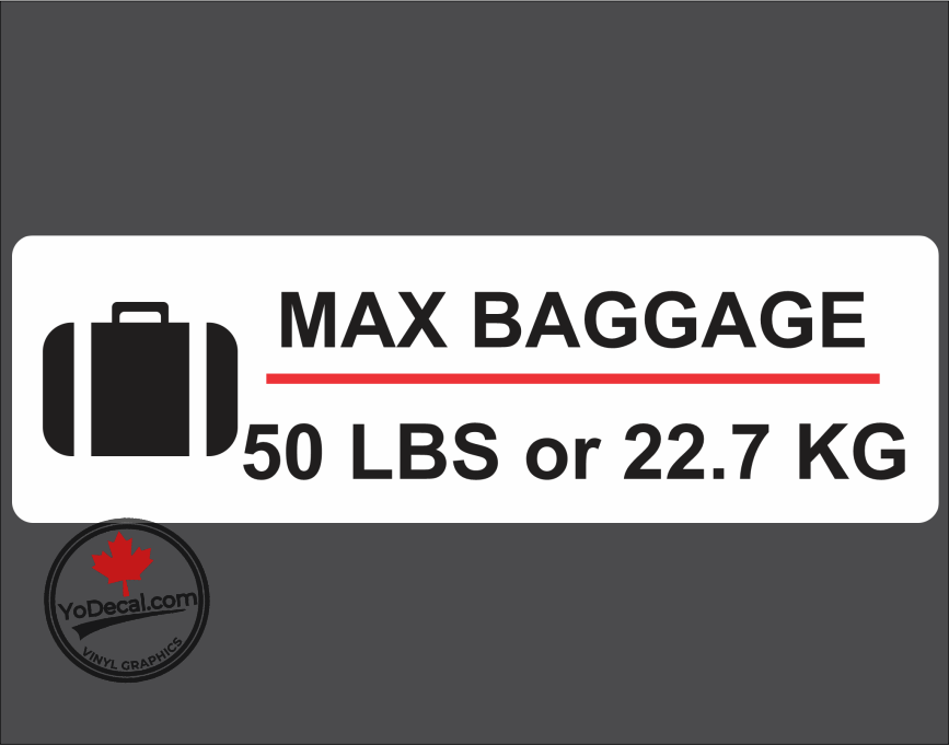 'Maximum Baggage 40-60 pounds' for experimental aircraft vinyl decal ...
