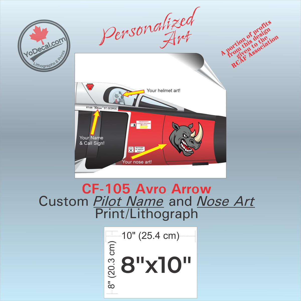 CF-105 Avro Arrow PERSONALIZED Aircraft Profile Art Print / Lithograph ...