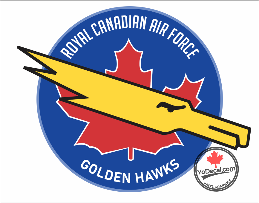'RCAF Golden Hawks Badge Crest Full Colour' Premium Vinyl Decal / Stic ...