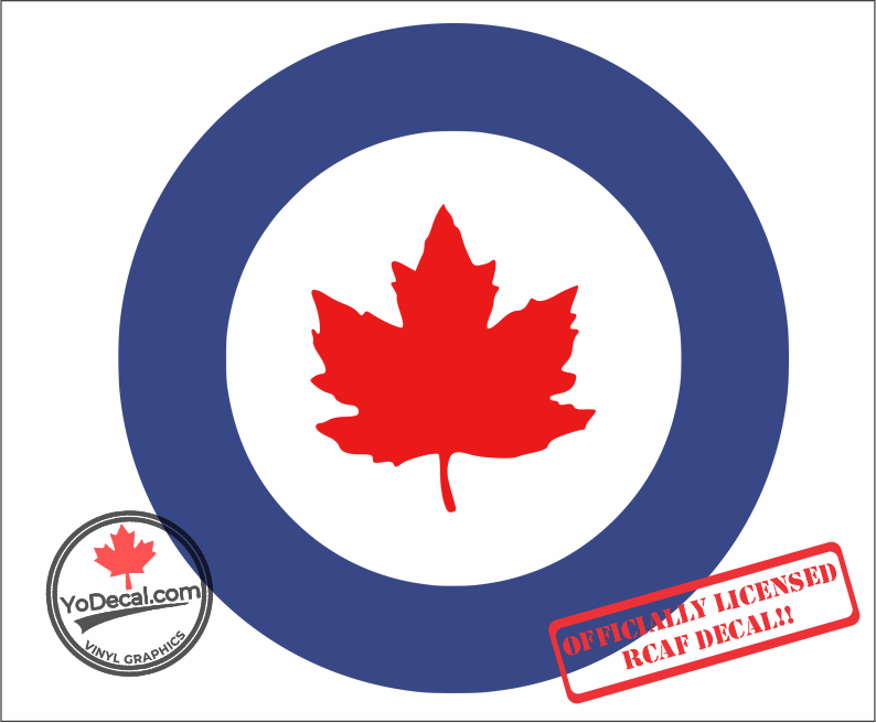 'RCAF Vintage 'Silver Maple Leaf' Roundel Full Colour' Premium Vinyl D ...