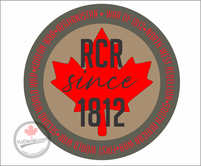 'Royal Canadian Regiment RCR Since 1812' Premium Vinyl Decal / Sticker ...