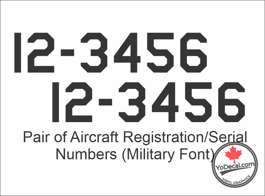 Aircraft Small Registration Serial Numbers (PAIR) Vinyl Decal Sticker ...