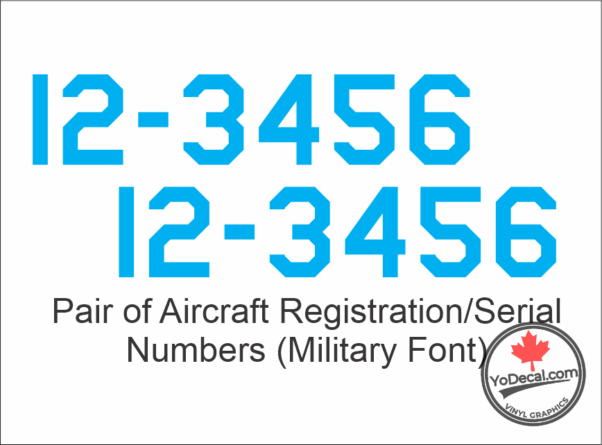 Aircraft Small Registration Serial Numbers (PAIR) Vinyl Decal Sticker ...