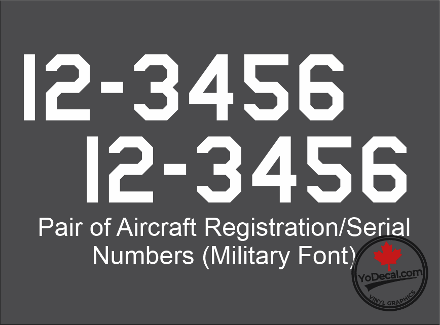 Aircraft Small Registration Serial Numbers (PAIR) Vinyl Decal Sticker ...