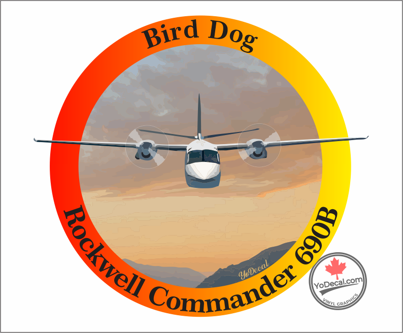 'Rockwell Commander 690B Bird Dog Full Colour' Vinyl Decal Sticker ...