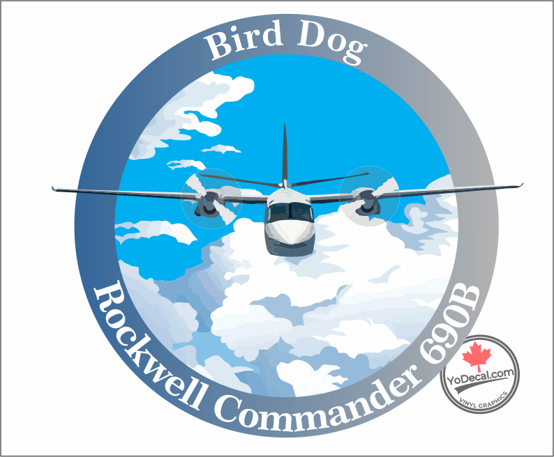 'Rockwell Commander 690B Bird Dog Full Colour' Vinyl Decal Sticker ...