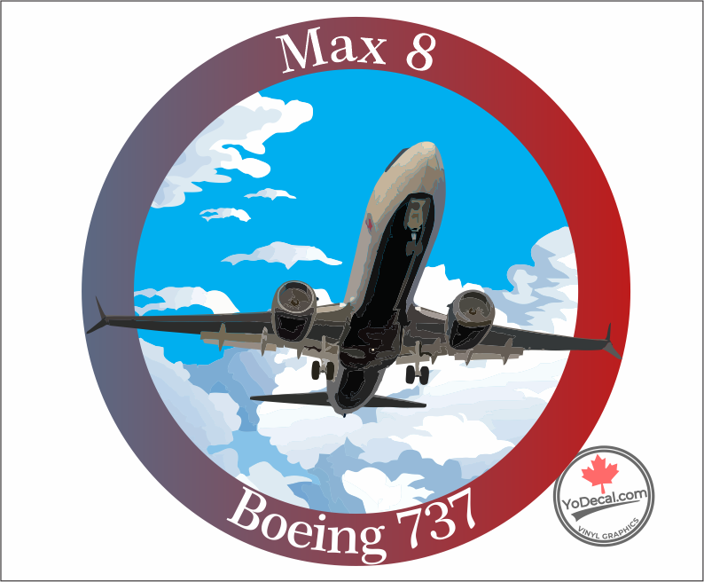 'Boeing 737 Max 8 Full Colour' Premium Vinyl Decal / Sticker – YoDecal.com