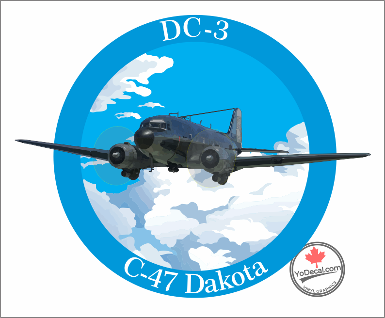 'Douglas DC-3 C-47 Dakota' Premium Vinyl Decal / Sticker – YoDecal.com