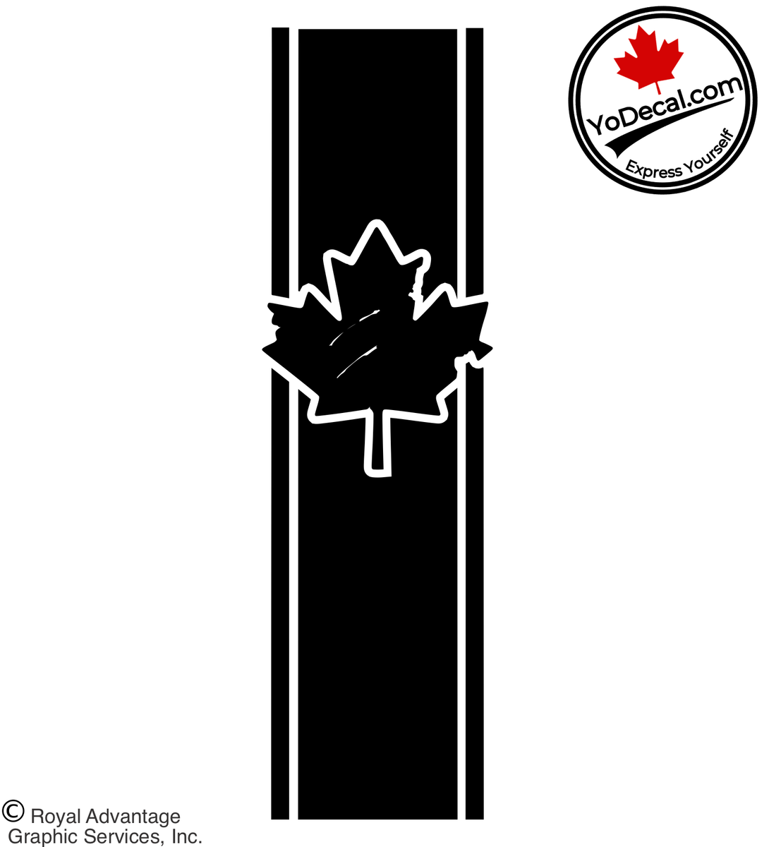 'Canadian Maple Leaf Distressed H-Stripe' Premium Vinyl Decals (Pair ...