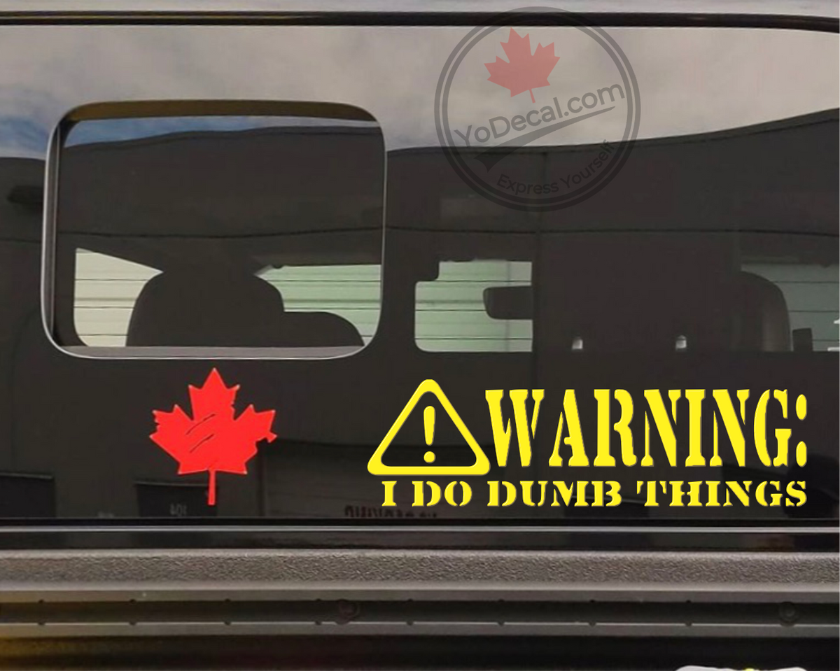 'Warning: I Do Dumb Things' Premium Vinyl Decal – YoDecal.com